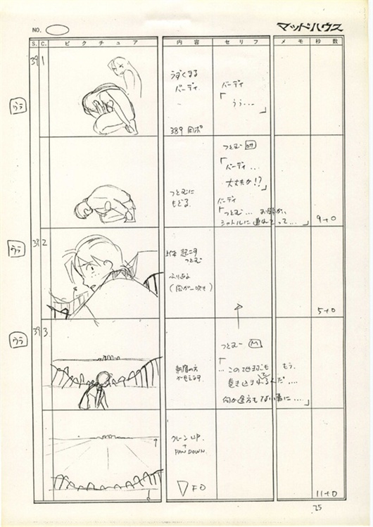 Benten's Place - A Cel Gallery - Birdy the Mighty Storyboard