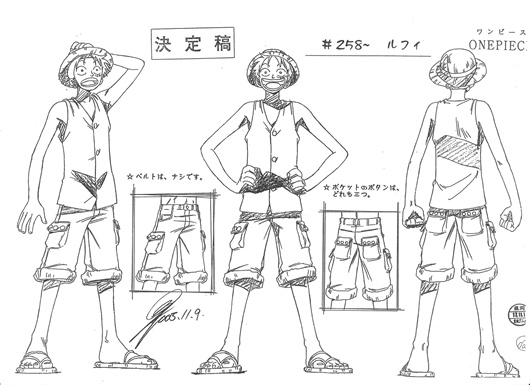 One Piece gallery - One Piece model sheet 01 (Monkey D. Luffy)
